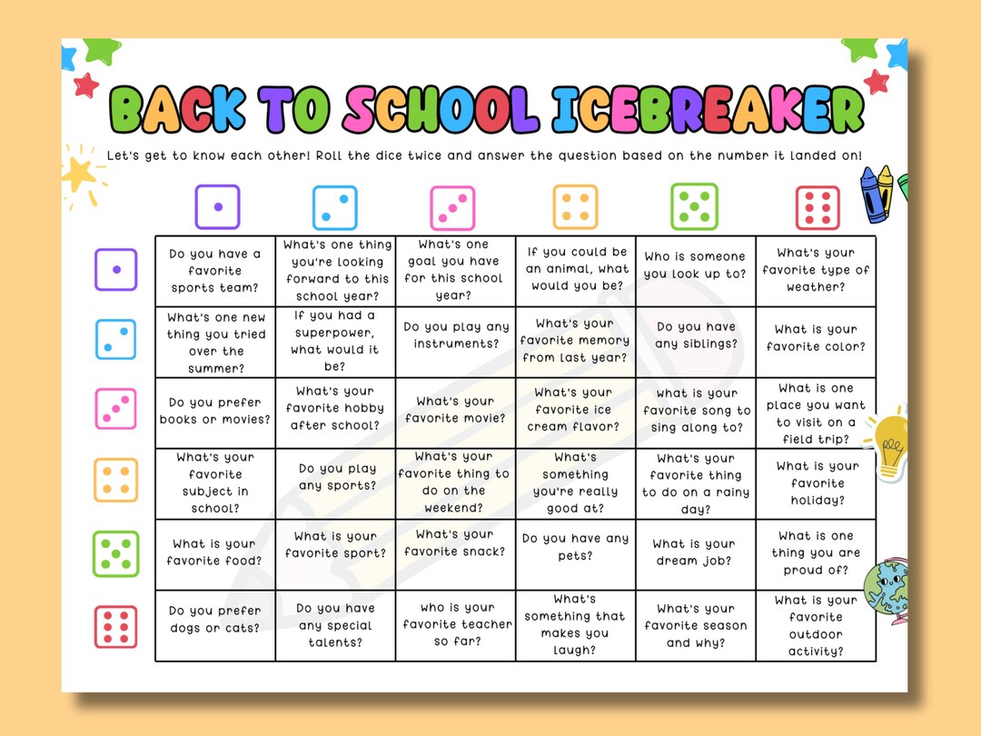 Back to School Icebreaker Activity, Classroom Icebreaker, Getting to ...
