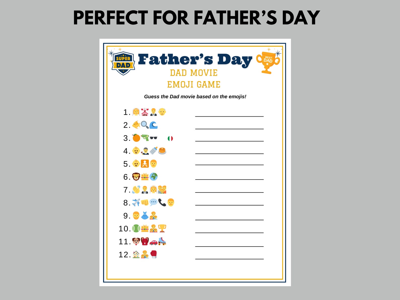 Father's Day Emoji Game, Father's Day Activity for Kids, Family, Dad ...