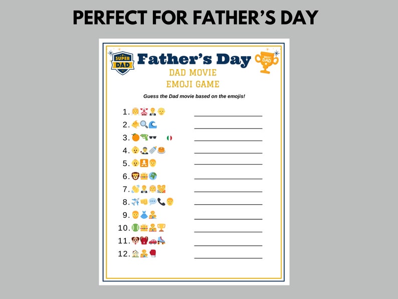 Father's Day Emoji Game, Father's Day Activity for Kids, Family, Dad ...