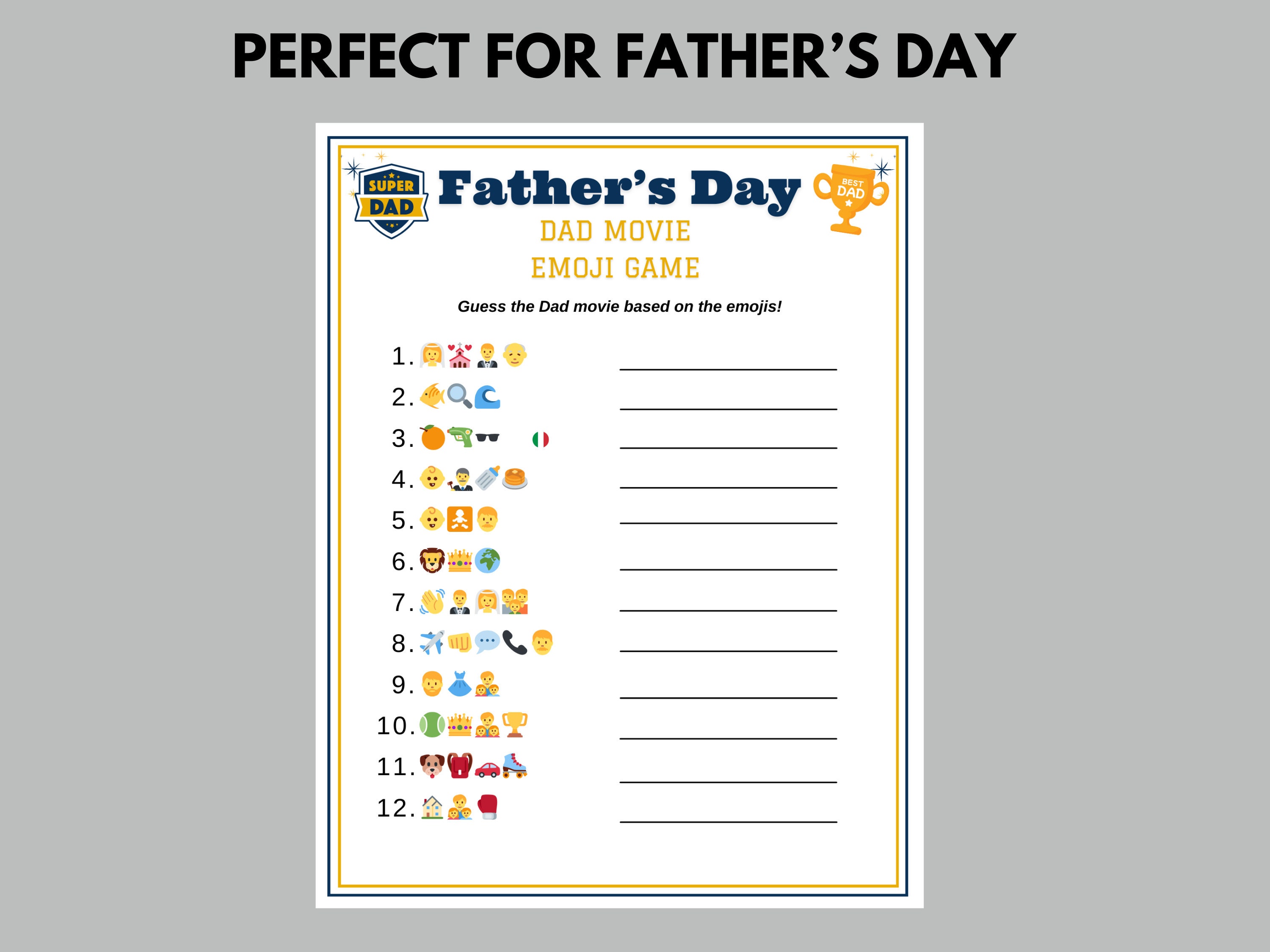 Father's Day Emoji Game, Father's Day Activity for Kids, Family, Dad ...