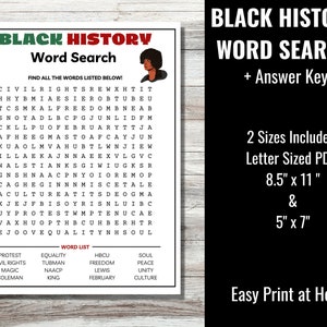 Black History Word Search, Black History Activity, Black History Month ...
