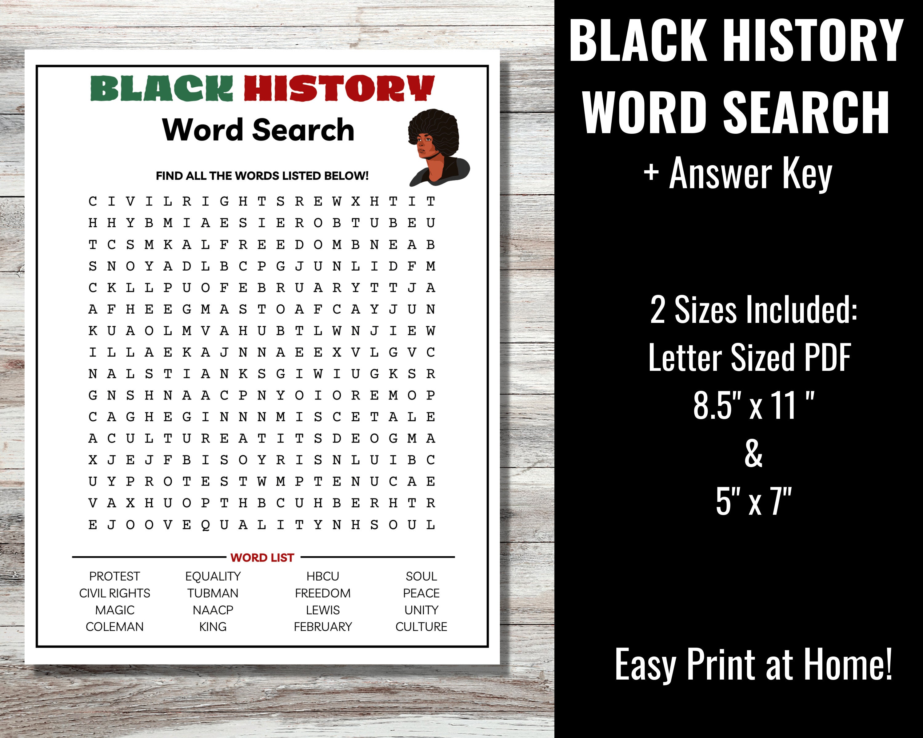 Black History Word Search, Black History Activity, Black History Month ...
