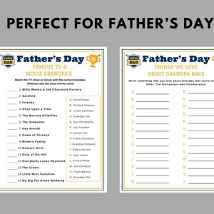 Grandpa Father's Day Games Bundle, Printable Activities for Kids ...