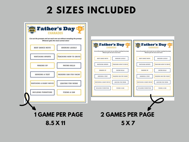 Father's Day Charades, Father's Day Activity for Kids, Family, Dad ...