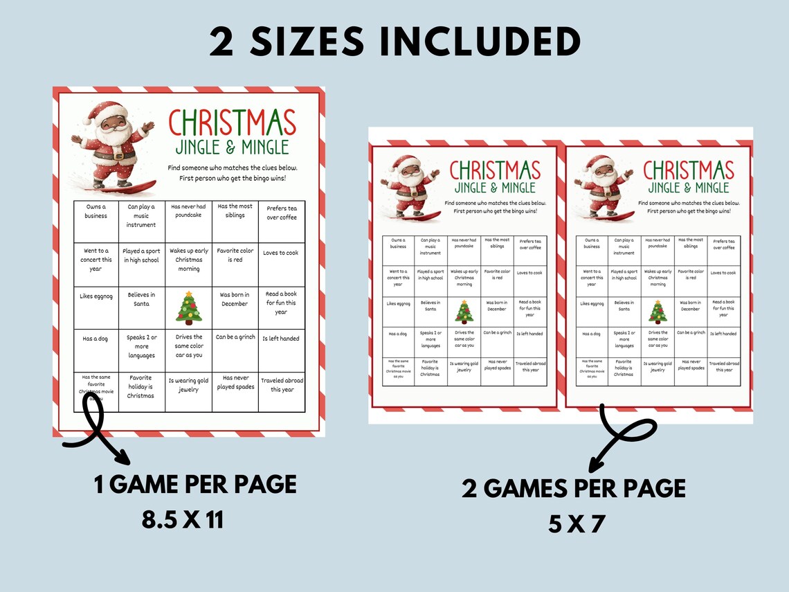 Jingle and Mingle Bingo, Christmas Party Game, Christmas Icebreaker ...