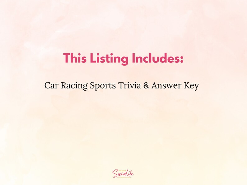 Car Racing Trivia, Motorsports Activity, Race Car Birthday, Boys, Teens ...