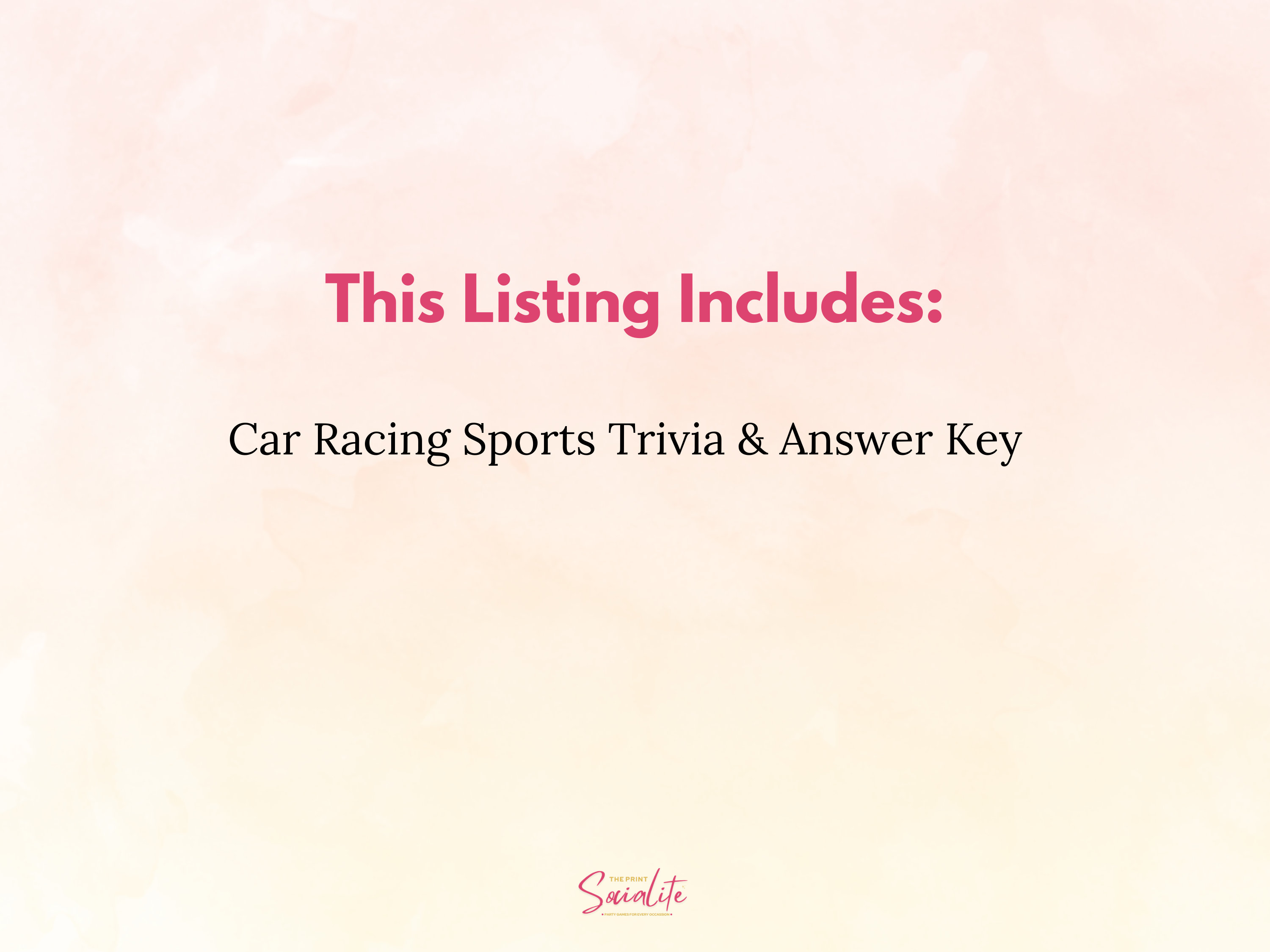 Car Racing Trivia, Motorsports Activity, Race Car Birthday, Boys, Teens ...