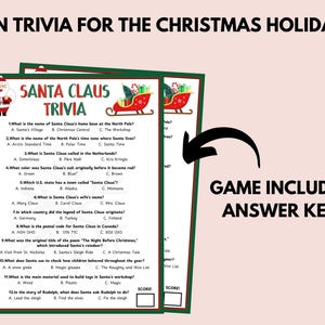 Printable Santa Claus Trivia, Christmas Trivia, Santa Game, Santa ...
