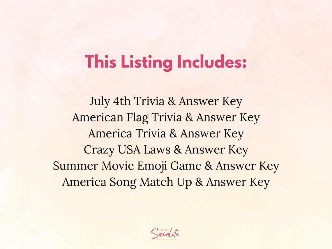 July 4th Trivia Games Bundle, 4th of July Activities, America Trivia ...