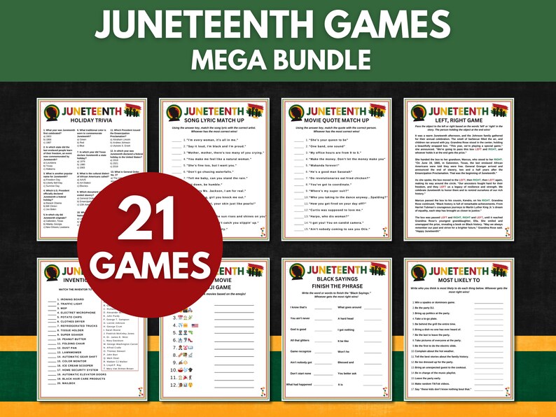 Juneteenth Games Mega Bundle, Printable Juneteenth Games, Juneteenth ...