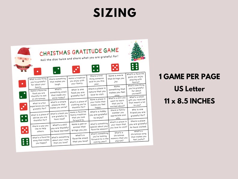 Christmas Gratitude Dice Game, Christmas Gratitude Game, Christmas ...