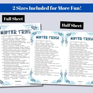 Winter Trivia Game, Printable Winter Party Games, Wintertime Activities ...