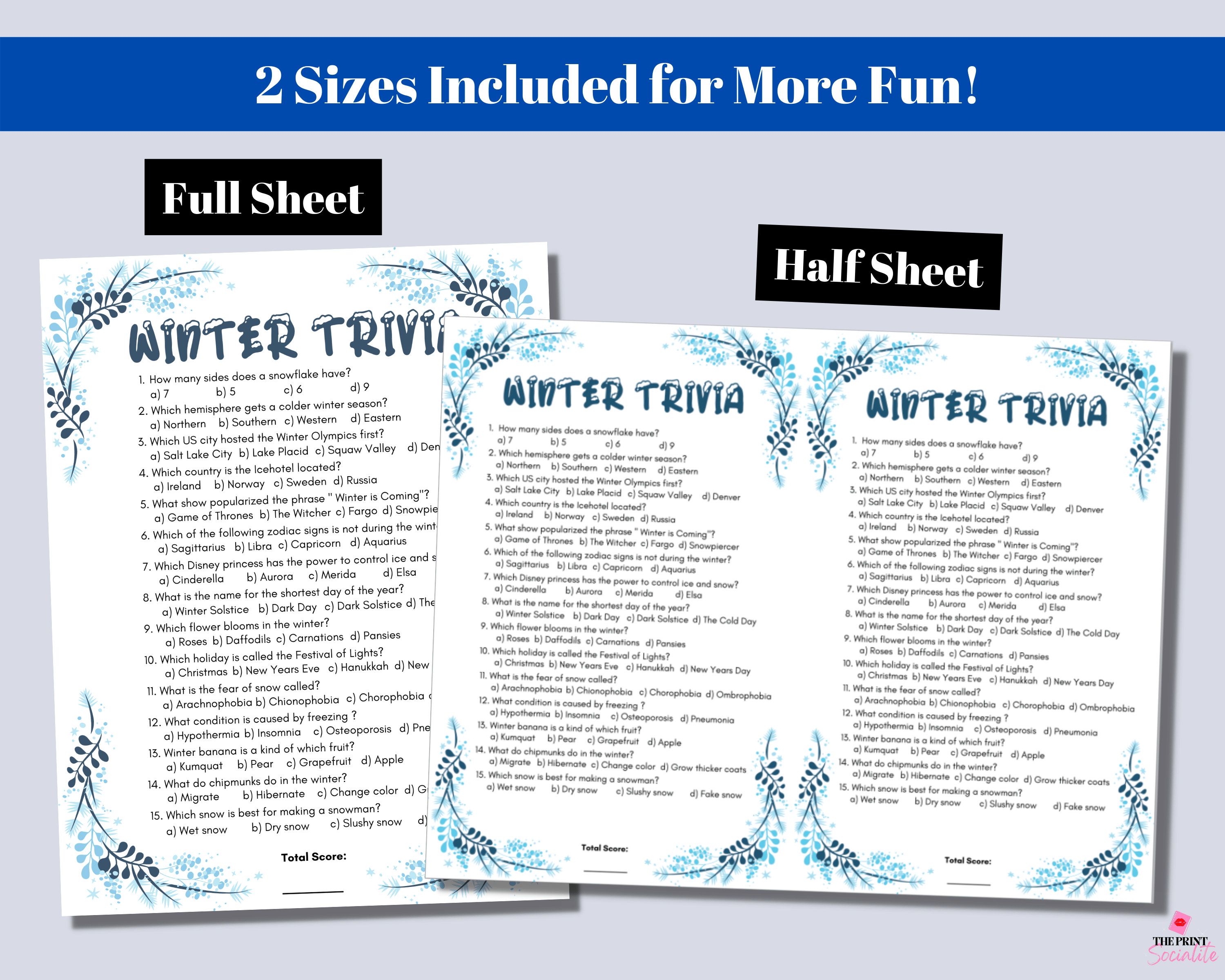 Winter Trivia Game, Printable Winter Party Games, Wintertime Activities ...