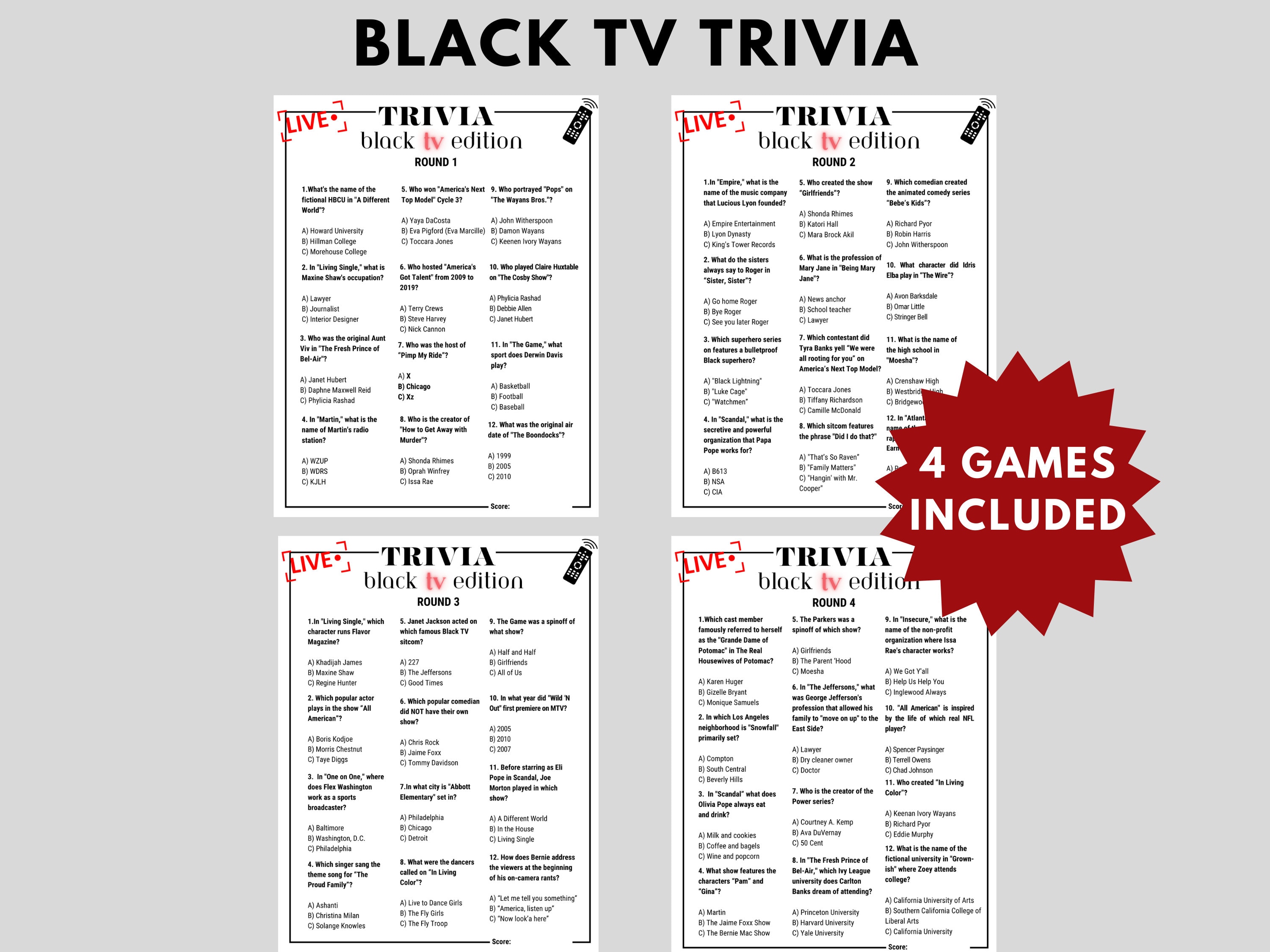 Black Pop Culture Trivia Bundle, Black Culture, Black Music, Black ...