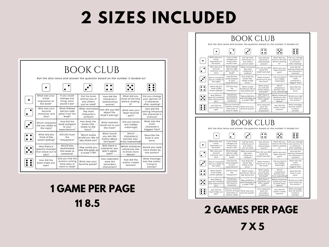 Editable Book Club Discussion Questions, Book Club Dice Game, Book Club ...