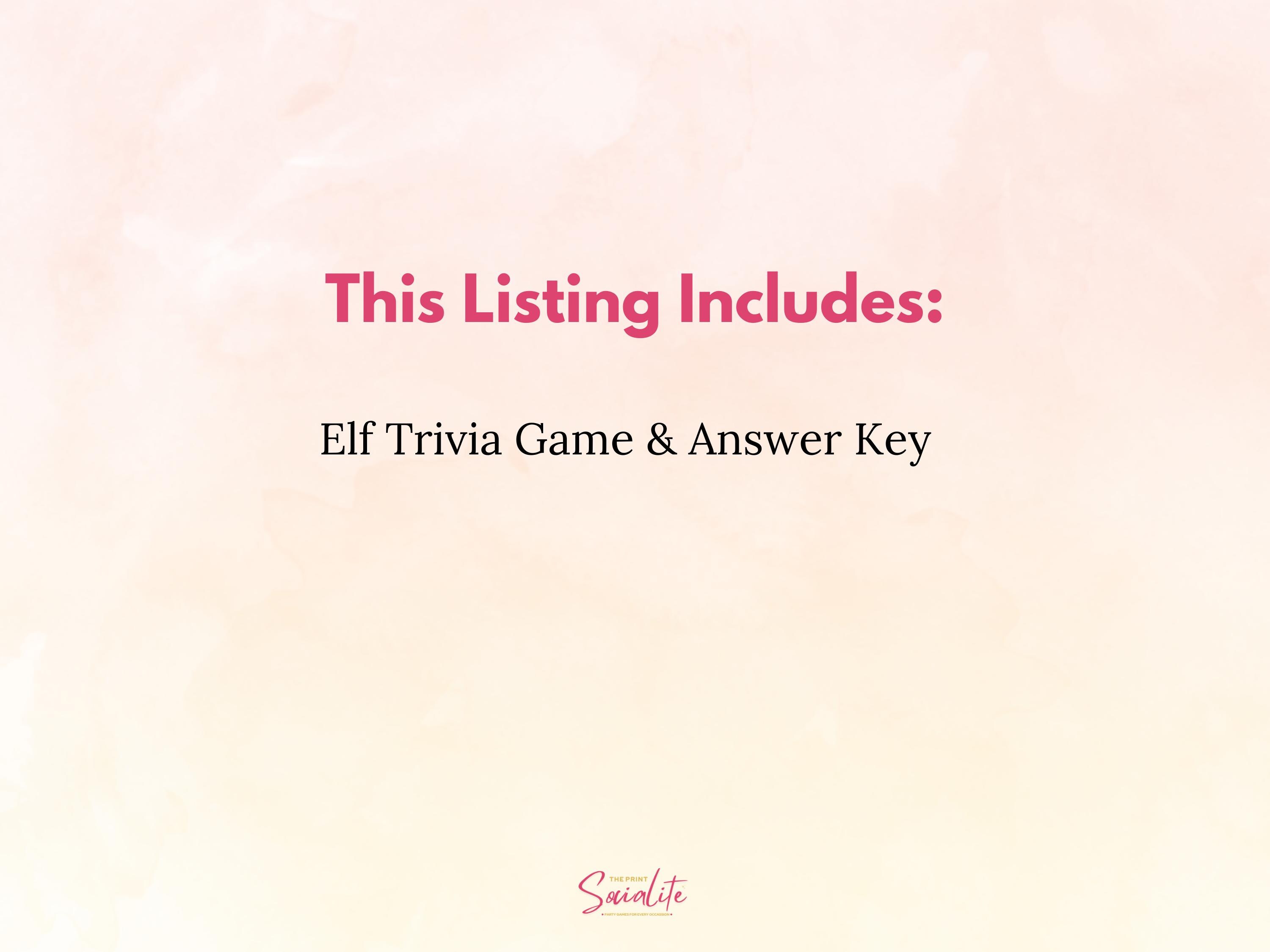 Elf Trivia, Christmas Trivia, Christmas Party Game, Office Christmas ...