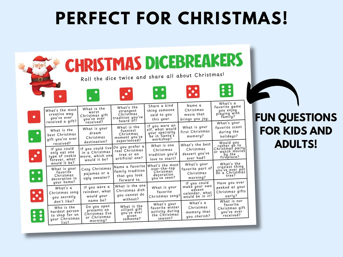 Christmas Icebreaker, Christmas Dice Game, Christmas Table Talk ...