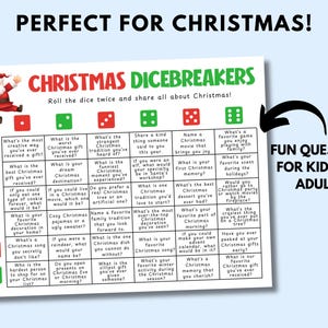 Christmas Icebreaker, Christmas Dice Game, Christmas Table Talk ...