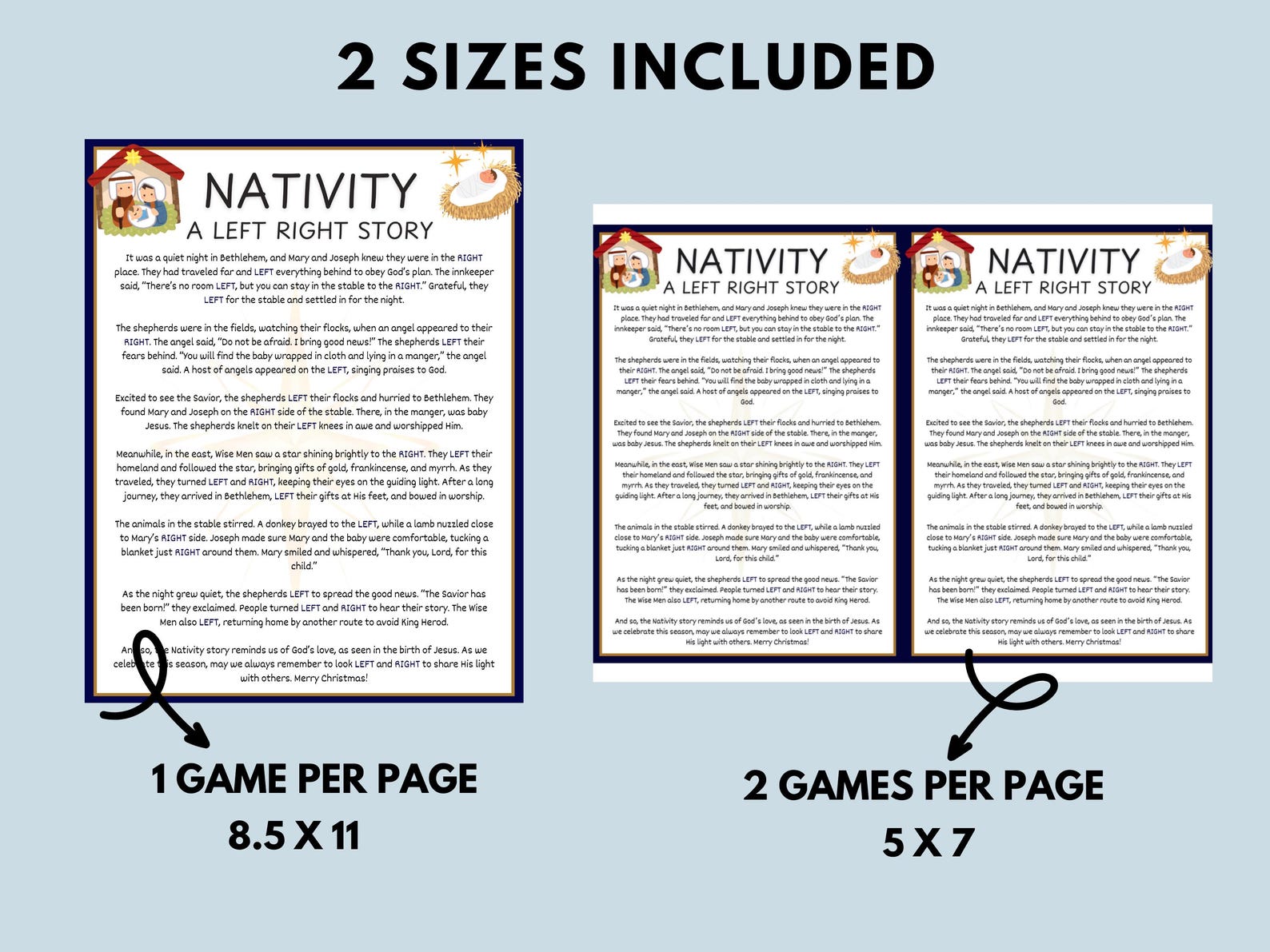 Nativity Story Left Right Game, Left Right Game Nativity, Christmas ...