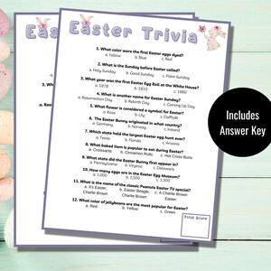 Easter Game, Easter Printable Trivia, Easter Family Activity, Kid ...
