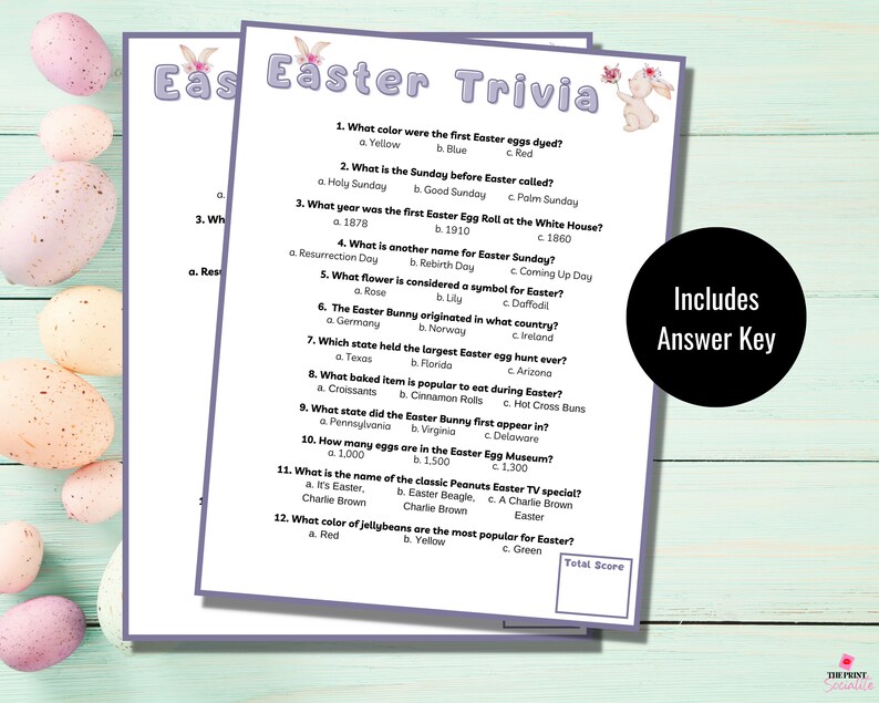 Easter Game, Easter Printable Trivia, Easter Family Activity, Kid ...