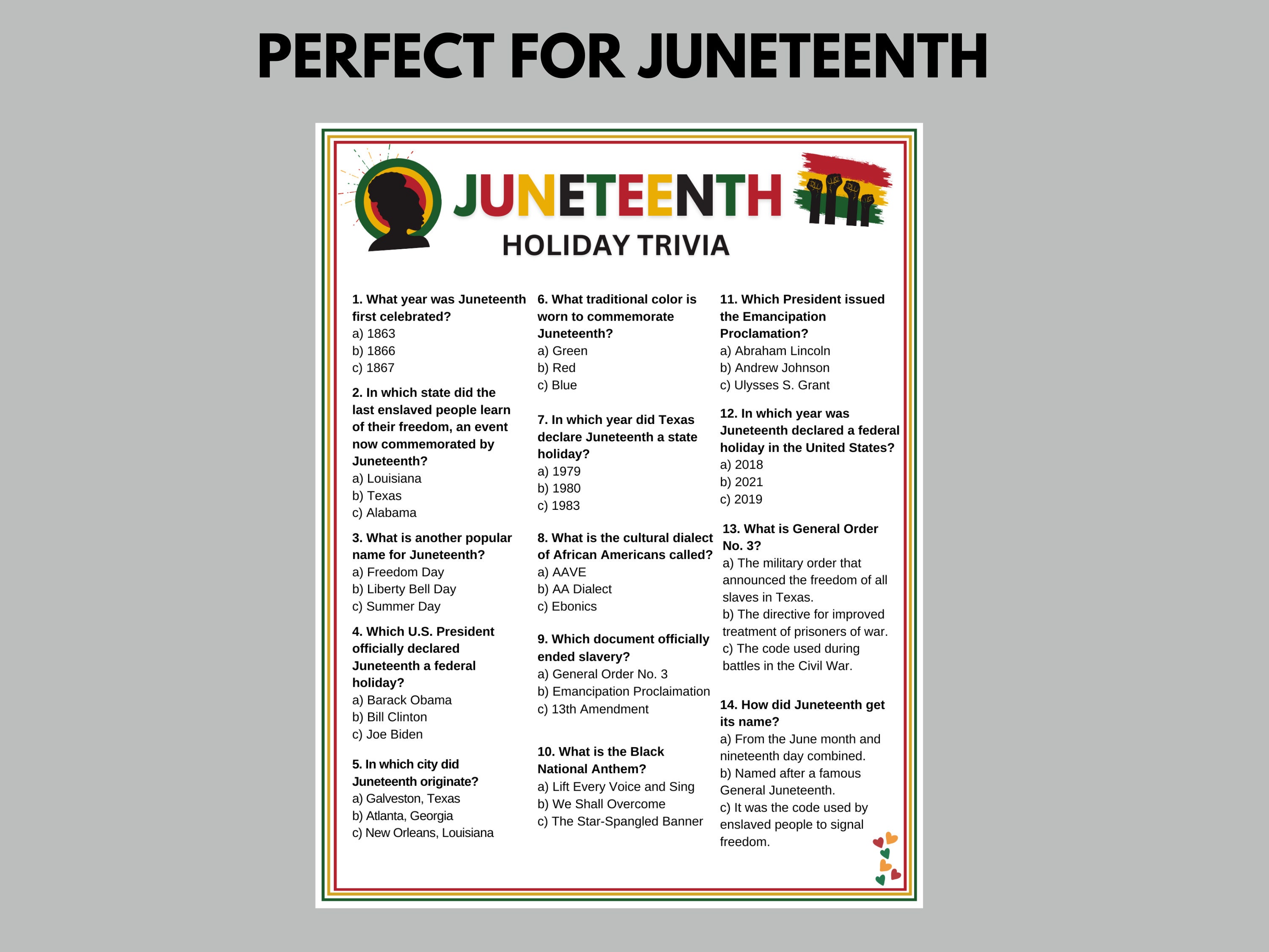 Juneteenth Trivia, Printable Juneteenth Games, Juneteenth Ideas ...