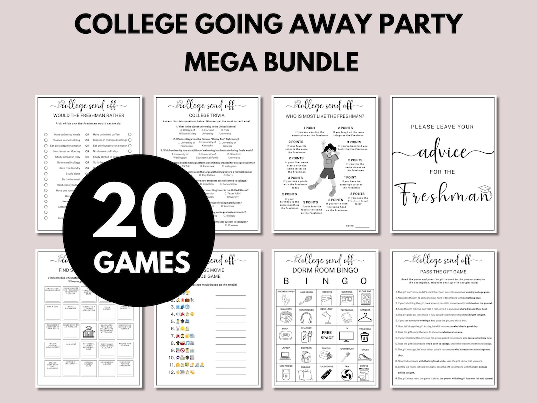 College Trunk Party Games, College Going Away Party Games, Printable ...