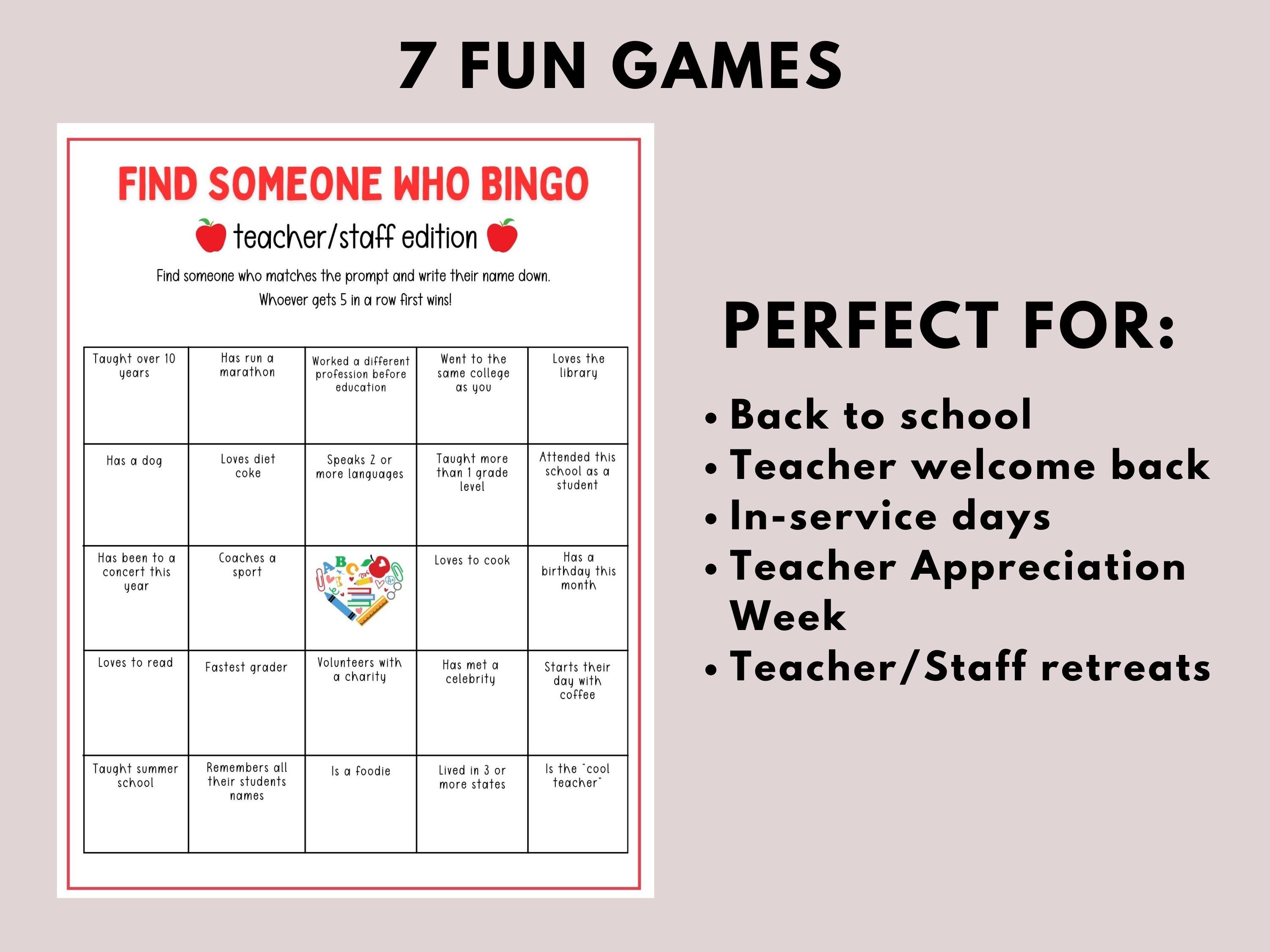 Teacher Staff Games, Games for Teacher Staff Meetings, Teacher Back to ...