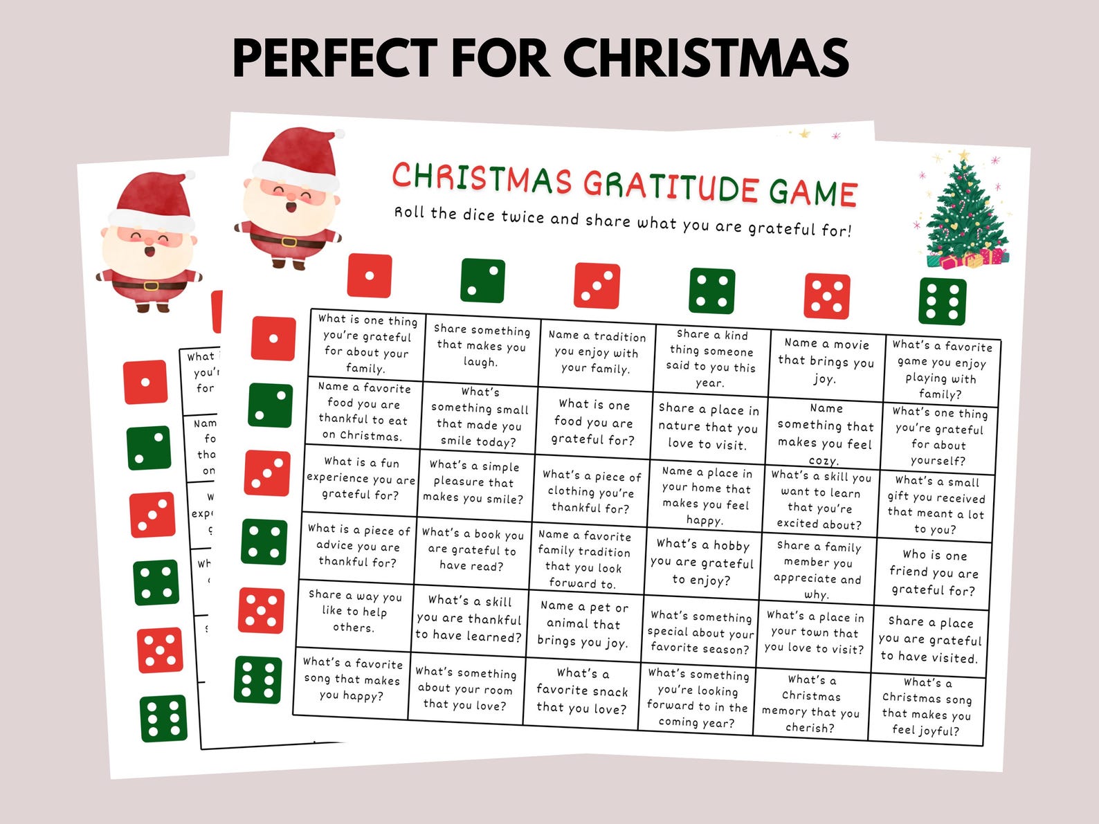 Christmas Gratitude Dice Game, Christmas Gratitude Game, Christmas ...