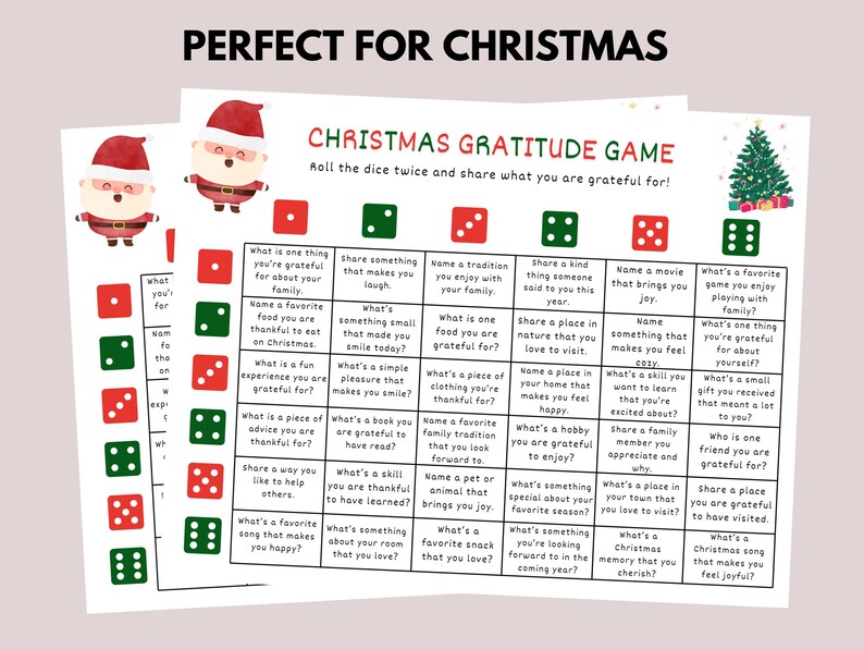 Christmas Gratitude Dice Game, Christmas Gratitude Game, Christmas ...