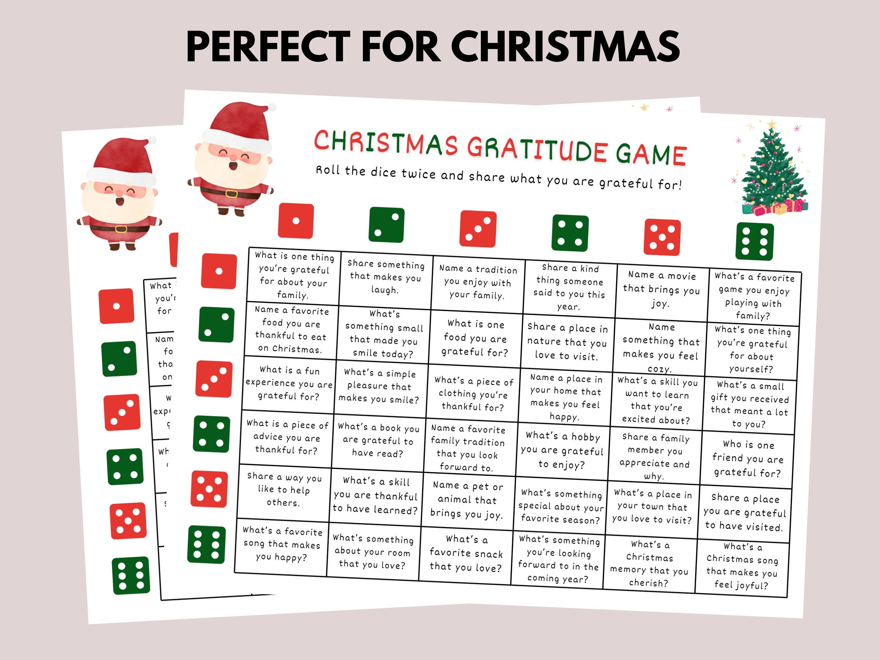 Christmas Gratitude Dice Game, Christmas Gratitude Game, Christmas ...