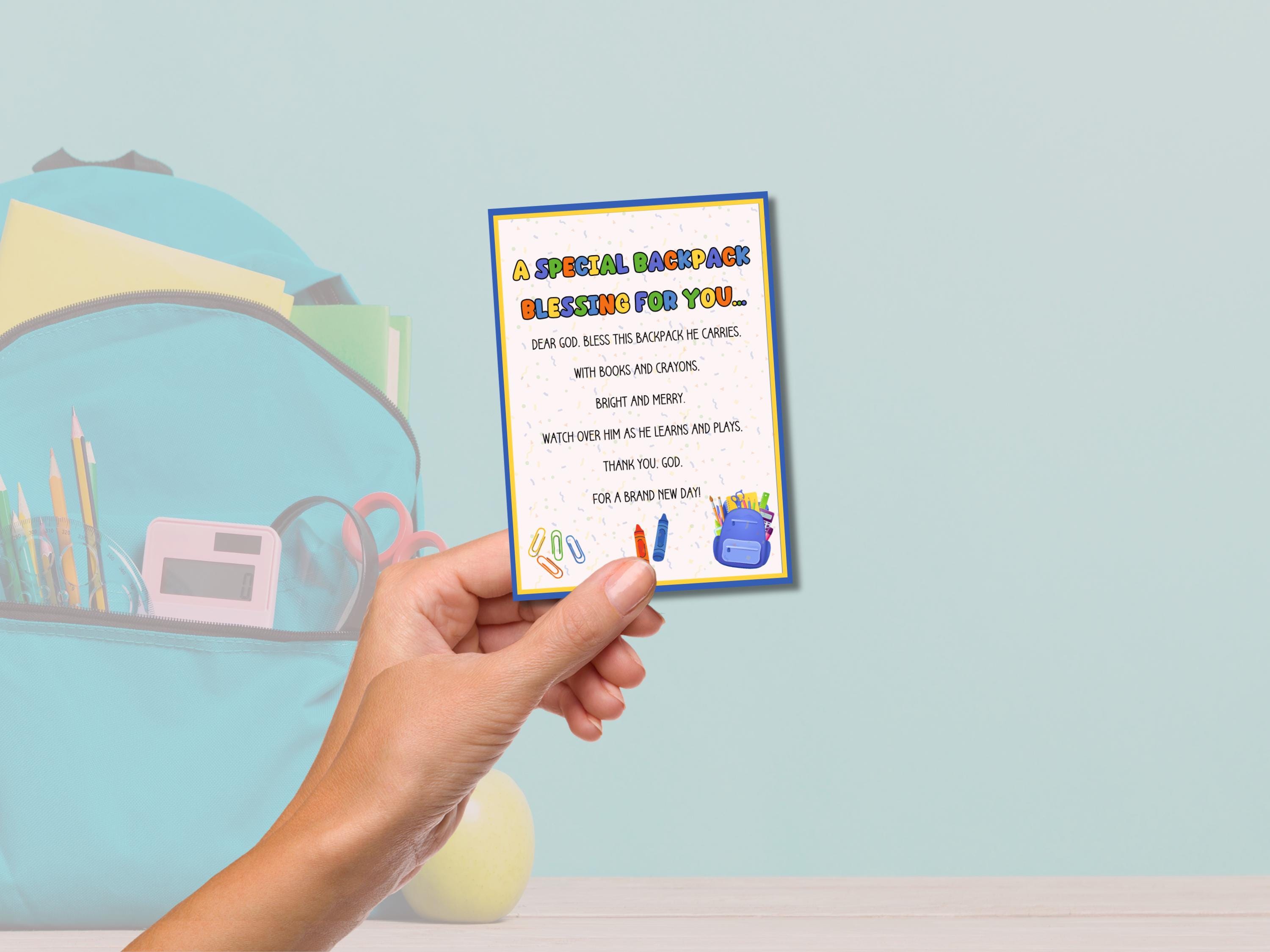 Backpack Blessing Kit, Printable Backpack Prayers Tag, Backpack ...
