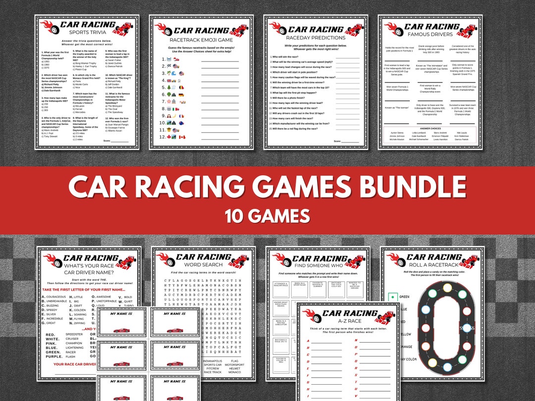 Car Racing Mega Bundle, Car Racing Trivia, Motorsports Activity, Race ...