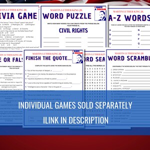 MLK Trivia, Martin Luther King Jr Trivia, Printable Game, Classroom ...