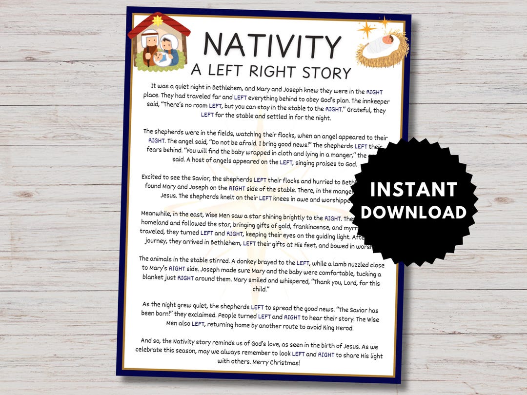 Nativity Story Left Right Game, Left Right Game Nativity, Christmas ...