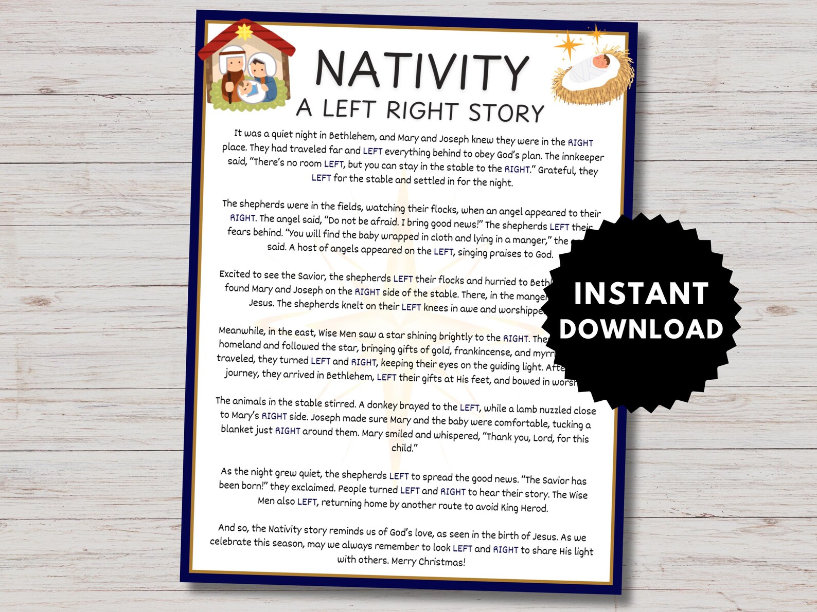 Nativity Story Left Right Game, Left Right Game Nativity, Christmas ...