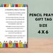 Back to School Prayer Pencil, Pencil Prayer Card, Pencil Prayer Tag ...
