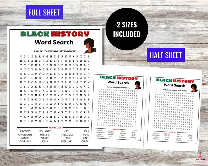 Black History Word Search, Black History Activity, Black History Month ...