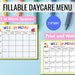 Fillable Weekly Daycare Menu, Editable Home Daycare Meal Planner ...