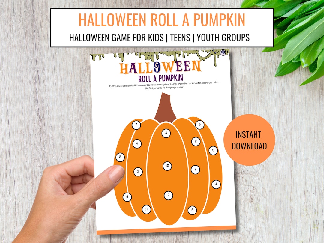 Roll A Pumpkin Dice Game, Halloween Class Party Games, Halloween Games ...