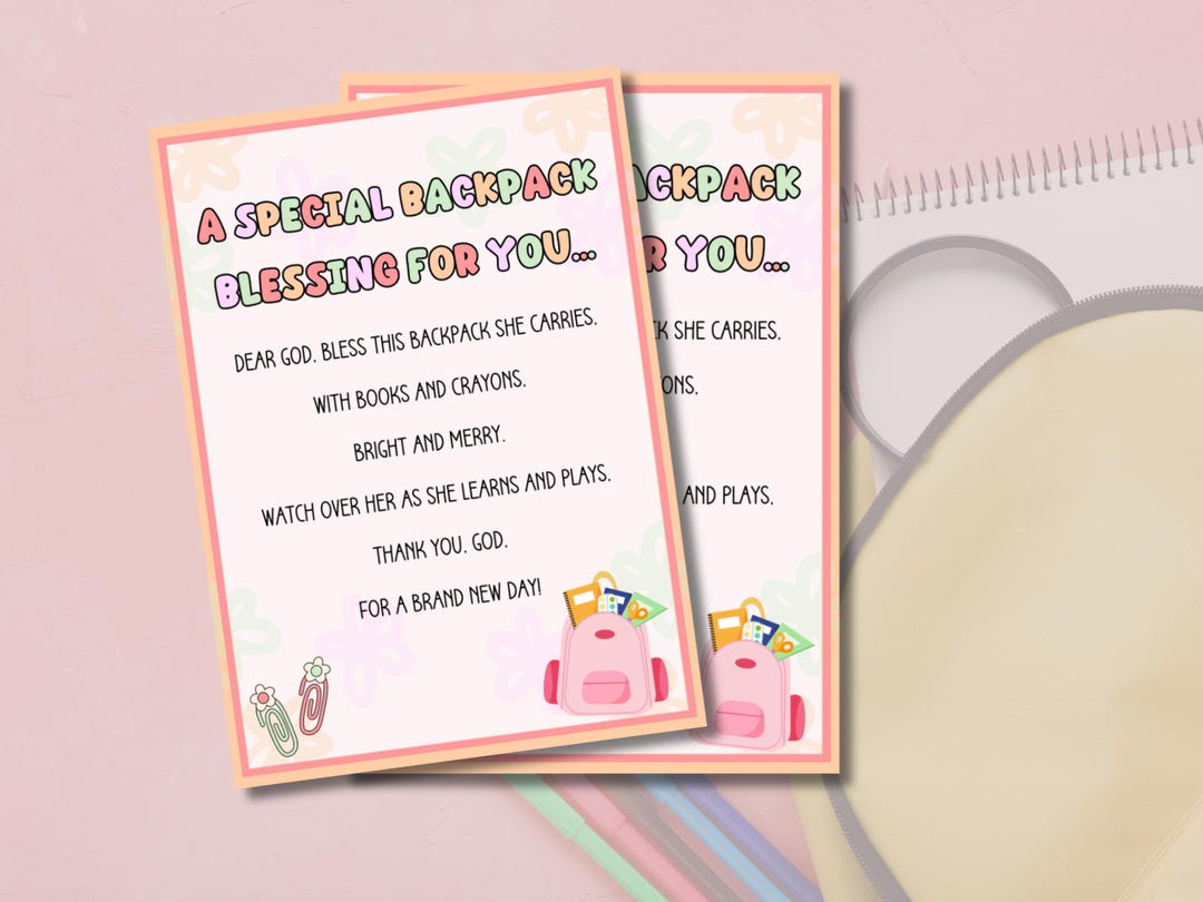 Backpack Blessing Tag, Printable Backpack Prayers Tag, Backpack ...