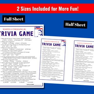 MLK Trivia, Martin Luther King Jr Trivia, Printable Game, Classroom ...