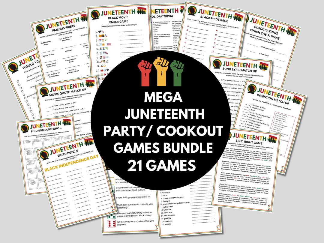 Juneteenth Party Games, Printable Juneteenth Game Bundle, Juneteenth ...