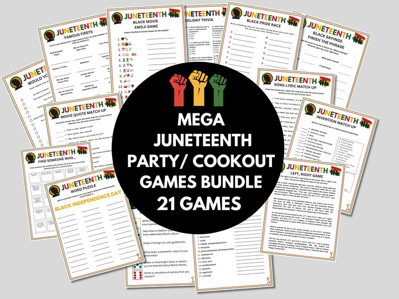 Juneteenth Party Games, Printable Juneteenth Game Bundle, Juneteenth ...