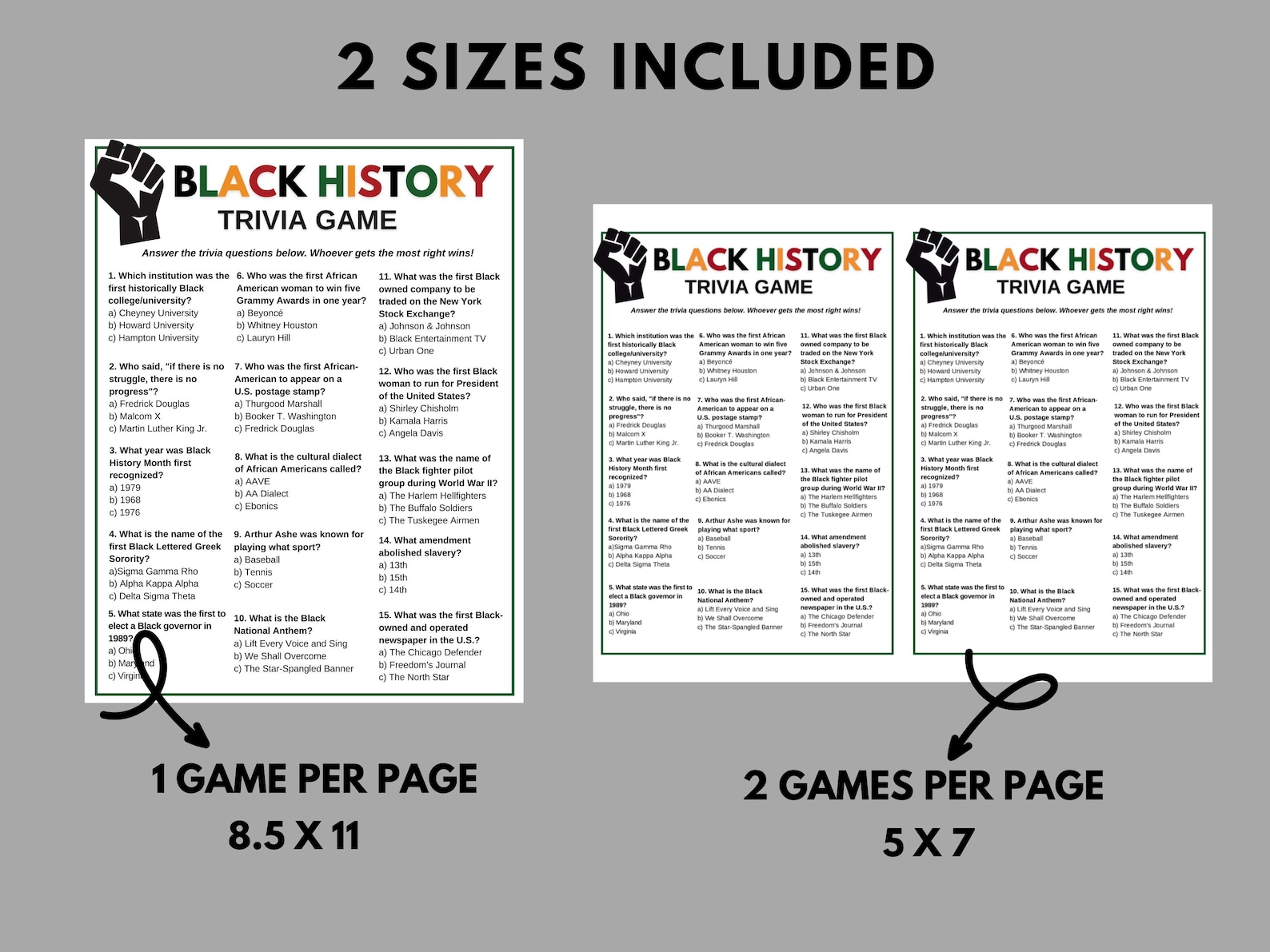 Black History Trivia, Black History Month Trivia Game, African American ...