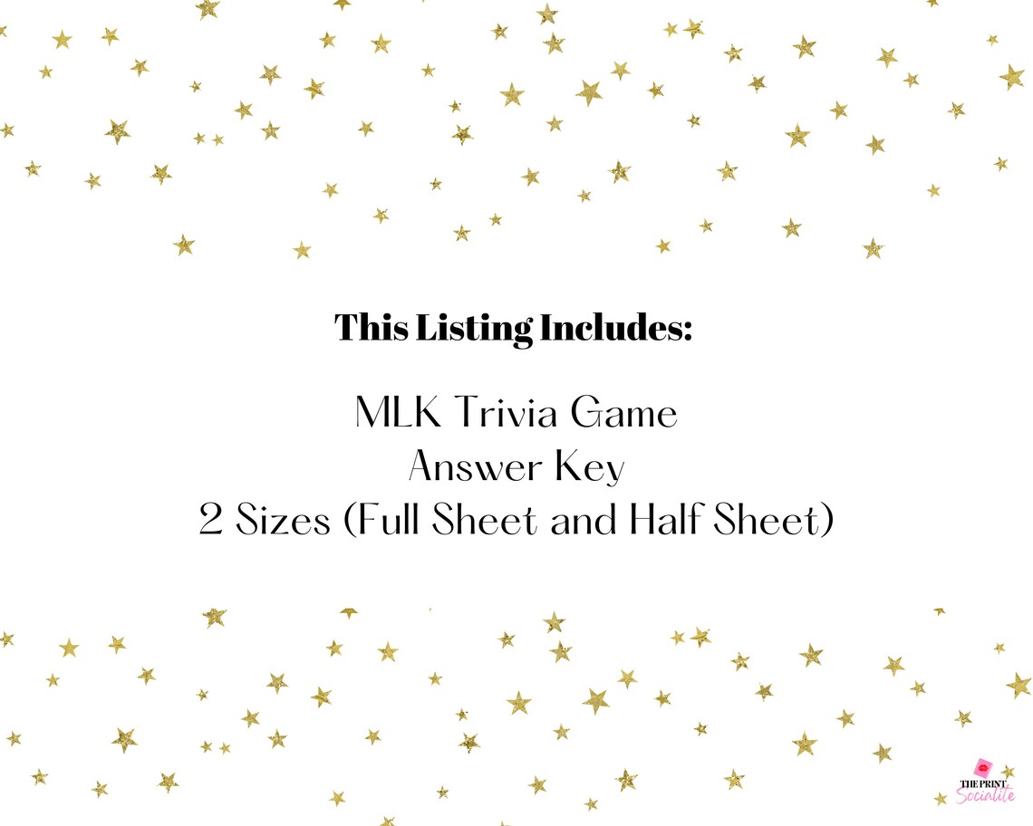 MLK Trivia, Martin Luther King Jr Trivia, Printable Game, Classroom ...