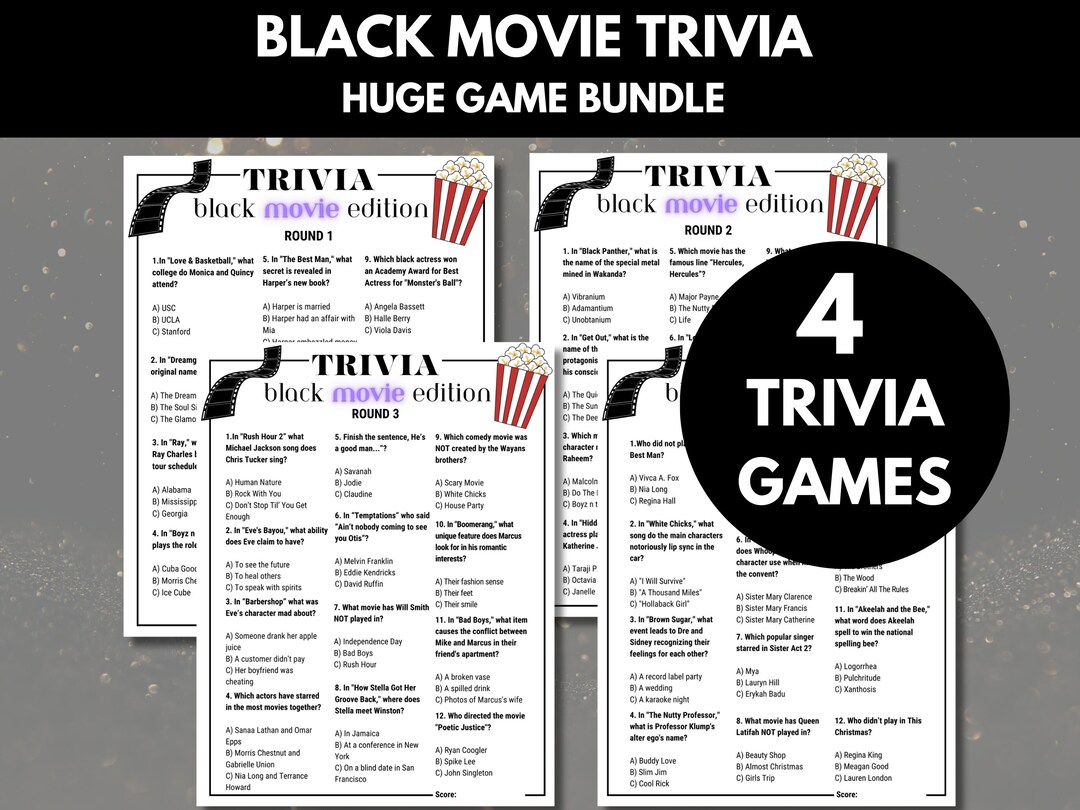 Black Movie Trivia, Black Trivia, Movie Games, Black People Party Games ...