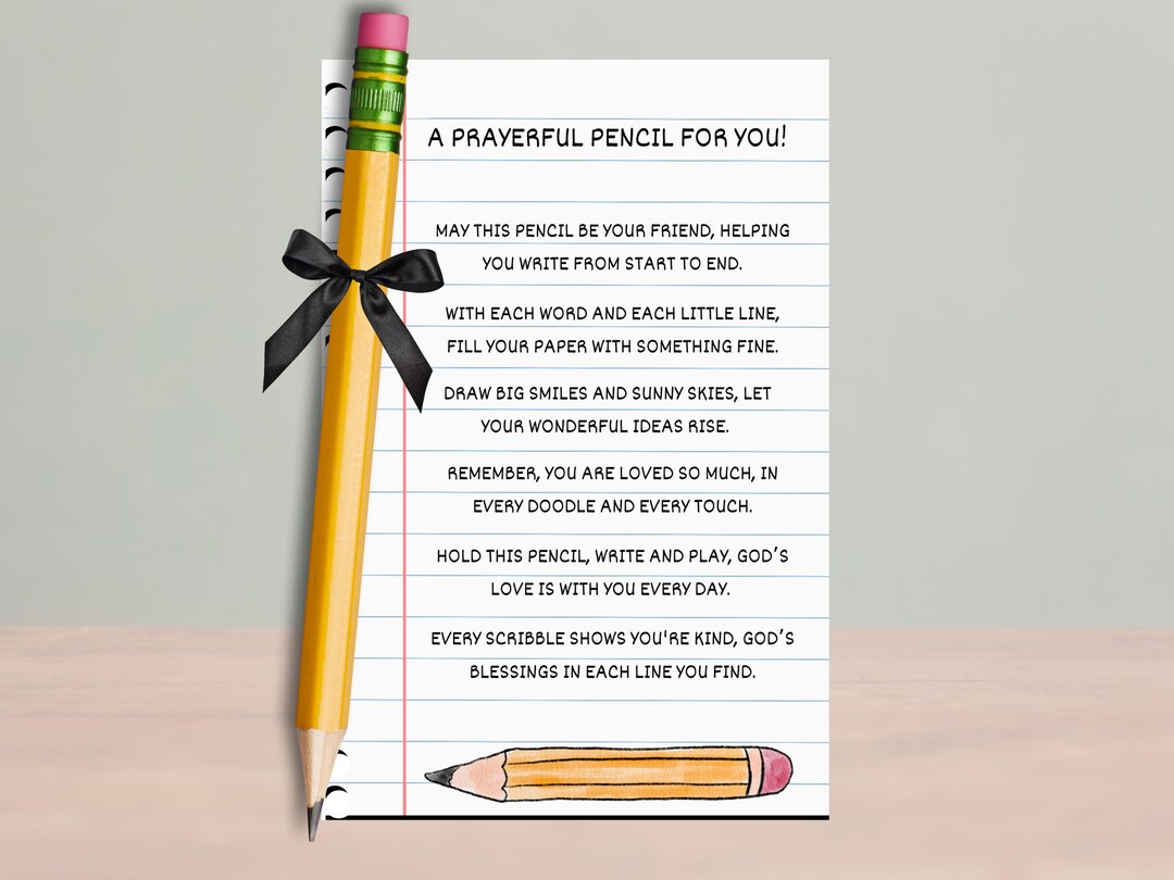 Pencil Prayer, Back to School Prayer Pencil, Pencil Prayer Cards ...