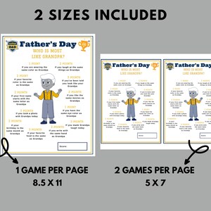 Grandpa Father's Day Games Bundle, Printable Activities for Kids ...