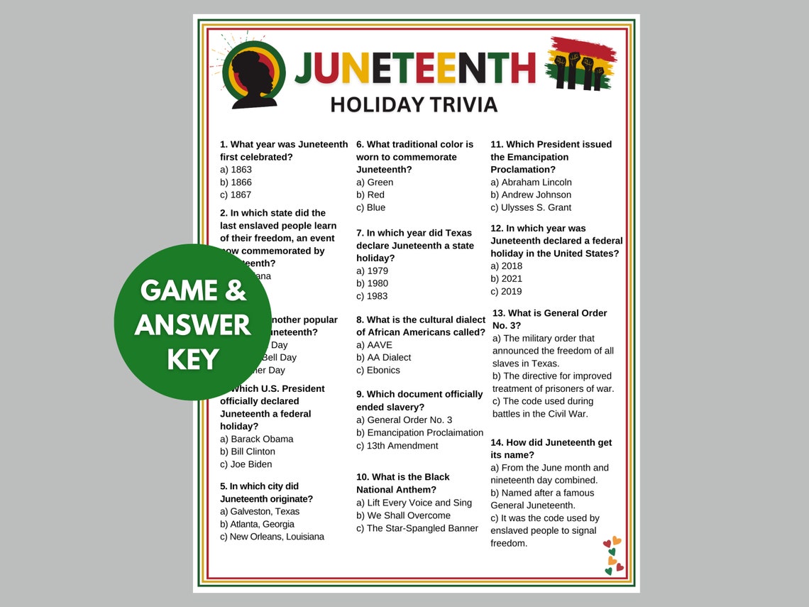 Juneteenth Trivia, Printable Juneteenth Games, Juneteenth Ideas ...